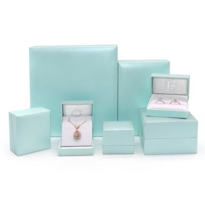 China High End Sky Blue Plastic Paper Luxury Jewelry Box Customized Luxury Earring Gift Box for sale