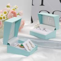 China High End Sky Blue Plastic Paper Luxury Jewelry Box Customized Luxury Earring Gift Box for sale