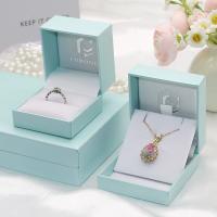 China High End Sky Blue Plastic Paper Luxury Jewelry Box Customized Luxury Earring Gift Box for sale