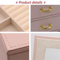 China Luxury PU Leather Jewelry Box Organizer Custom Logo Transparent Cover 265x150x120mm for sale