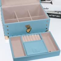 China PU Leather Luxury Jewelry Storage Box Pink Blue 225x155x130mm Travel Jewellery Box for sale