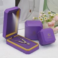 China Trendy Purple Plastic LED Jewelry Box Jewelry Packaging Box For Rings Bangles Necklaces for sale