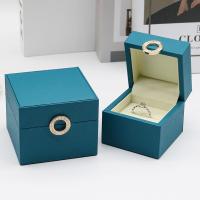 China High Grade Blue Leather PU Jewellery Box Customizable Packaging Leatherette Necklace Box for sale