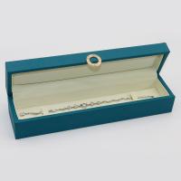 China High Grade Blue Leather PU Jewellery Box Customizable Packaging Leatherette Necklace Box for sale