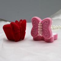 China Butterfly Shape Velvet Flocked Jewelry Box For Ring Earring White Insert for sale