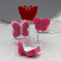 China Butterfly Shape Velvet Flocked Jewelry Box For Ring Earring White Insert for sale