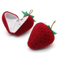 China Strawberry Shaped Customized Flocking Jewelry Box For Valentine'S Day for sale