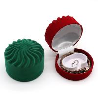 China Custom Logo Spherical Hinged Velvet Jewelry Gift Box Elegant Ring Box for sale
