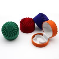 China Custom Logo Spherical Hinged Velvet Jewelry Gift Box Elegant Ring Box for sale