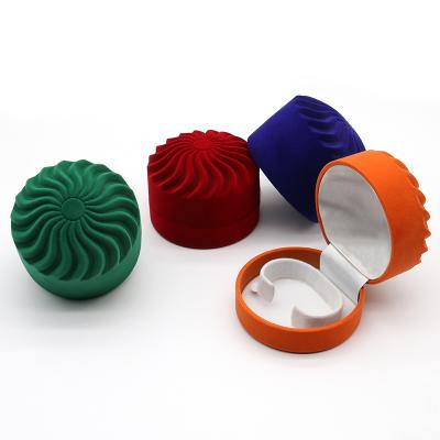 China Custom Logo Spherical Hinged Velvet Jewelry Gift Box Elegant Ring Box for sale