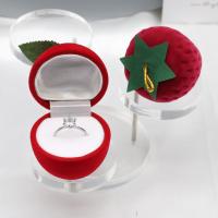 China OEM Logo Velvet Red Luxury Flocked Ring Box Jewelry Gift Box Eye Catching Design for sale