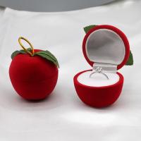 China OEM Logo Velvet Red Luxury Flocked Ring Box Jewelry Gift Box Eye Catching Design for sale