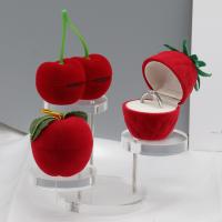 China OEM Logo Velvet Red Luxury Flocked Ring Box Jewelry Gift Box Eye Catching Design for sale
