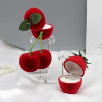 China OEM Logo Velvet Red Luxury Flocked Ring Box Jewelry Gift Box Eye Catching Design for sale