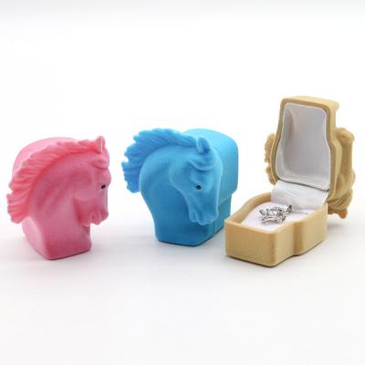 China Cute Velvet Flocking Jewelry Box Solid Color Ring Storage Proposal Pair For Couple for sale