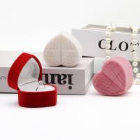 China Red Velvet Heart Jewelry Box Hinged Jewelry Box Romantic For Rings Necklaces Earrings for sale