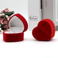 China Red Velvet Heart Jewelry Box Hinged Jewelry Box Romantic For Rings Necklaces Earrings for sale