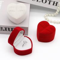 China Red Velvet Heart Jewelry Box Hinged Jewelry Box Romantic For Rings Necklaces Earrings for sale