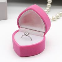China Red Velvet Heart Jewelry Box Hinged Jewelry Box Romantic For Rings Necklaces Earrings for sale