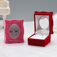 China Necklace Earrings Rings Bracelet Custom Velvet Jewelry Box Hinged Velvet Gift Box for sale