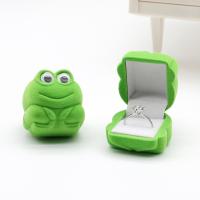 China Cute Little Frog Luxury Velvet Jewelry Box Custom Color Velvet Ring Box 40x38x36mm for sale