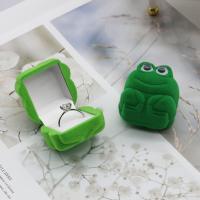 China Cute Little Frog Luxury Velvet Jewelry Box Custom Color Velvet Ring Box 40x38x36mm for sale