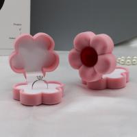 China Cute Little Flower Shaped Flocked Jewelry Box Packaging Charming Design for sale