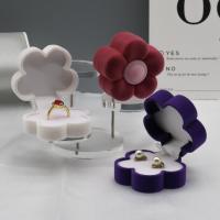 China Cute Little Flower Shaped Flocked Jewelry Box Packaging Charming Design for sale