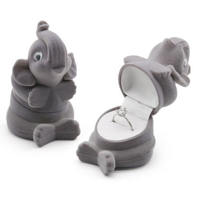 China Custom Color Animal Shape Velvet Jewelry Case Velvet Gift Box With Cute Ring Packaging for sale