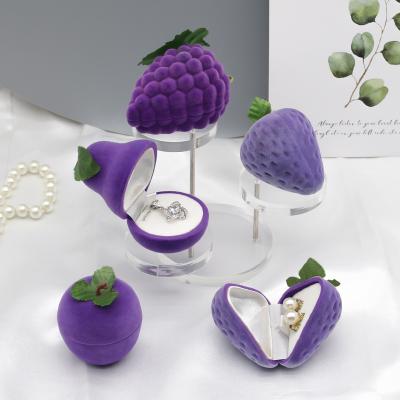 China Fruit Style Luxury Jewelry Box Velvet Jewelry Packaging Box Purple Color for sale