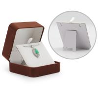 China Simple Brown Velvet Jewelry Box Set Custom Logo Velvet Pendant Box for sale