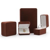 China Simple Brown Velvet Jewelry Box Set Custom Logo Velvet Pendant Box for sale