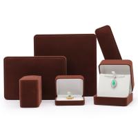 China Simple Brown Velvet Jewelry Box Set Custom Logo Velvet Pendant Box for sale