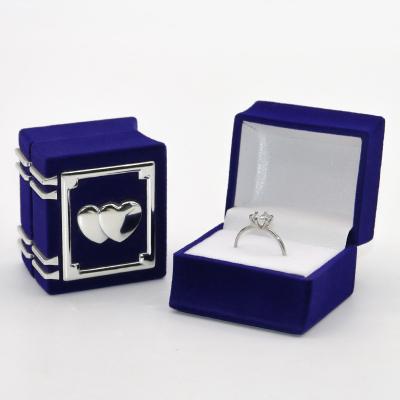 China Special Velvet Book Jewelry Boxes Custom Color Velvet Wedding Ring Box for sale