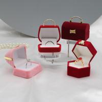 China Beautiful Velvet Engagement Ring Box Custom Color Options Flocking Jewelry Box for sale