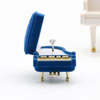 China Piano Shape Velvet Flocked Jewelry Box For Earrings And Rings Velvet Jewelry Packaging for sale