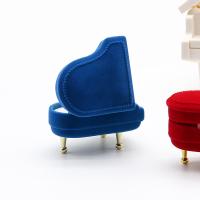 China Piano Shape Velvet Flocked Jewelry Box For Earrings And Rings Velvet Jewelry Packaging for sale