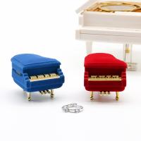 China Piano Shape Velvet Flocked Jewelry Box For Earrings And Rings Velvet Jewelry Packaging for sale