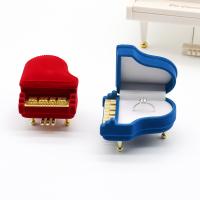 China Piano Shape Velvet Flocked Jewelry Box For Earrings And Rings Velvet Jewelry Packaging for sale