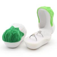 China Various Styles Velvet Flocked Jewelry Box Velvet Double Ring Box For Convenient Packing for sale