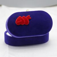 China Romantic Personalised Velvet Flocked Jewelry Box Luxury Velvet Double Ring Box for sale