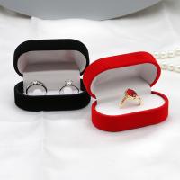 China Romantic Personalised Velvet Flocked Jewelry Box Luxury Velvet Double Ring Box for sale