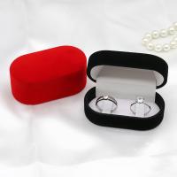 China Romantic Personalised Velvet Flocked Jewelry Box Luxury Velvet Double Ring Box for sale