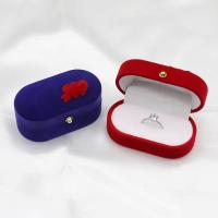 China Romantic Personalised Velvet Flocked Jewelry Box Luxury Velvet Double Ring Box for sale