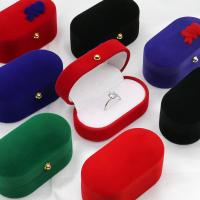 China Romantic Personalised Velvet Flocked Jewelry Box Luxury Velvet Double Ring Box for sale