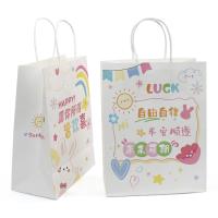 China Cute Cartoon Pink Kraft Paper Tote Bag For Birthday Parties And Holidays for sale