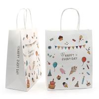 China Cute Cartoon Pink Kraft Paper Tote Bag For Birthday Parties And Holidays for sale