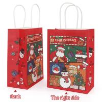 China Christmas Kraft Paper Gift Bags Durable Paper Jewelry Bag For Holiday Goody Items for sale