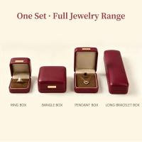 China Premium Faux Leather Jewelry Case Velvet Lining For Ring Bracelet Long Chain for sale