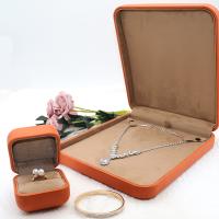 China OEM PU Leather Jewelry Box Ring And Necklace Packaging PU Leatherette Necklace Box for sale